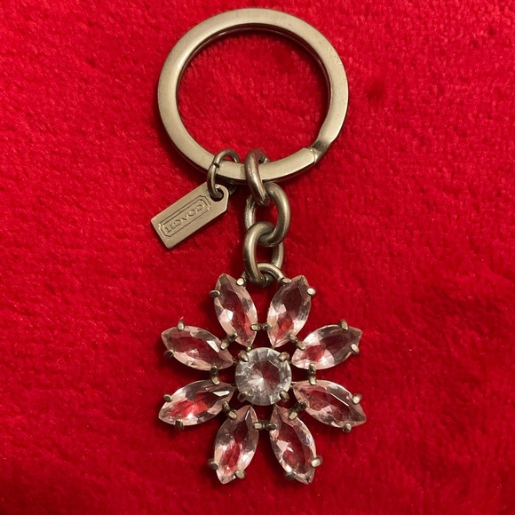 Coach | Accessories | Coach Soft Pink Crystal Flower Key Chain Key Fob ...